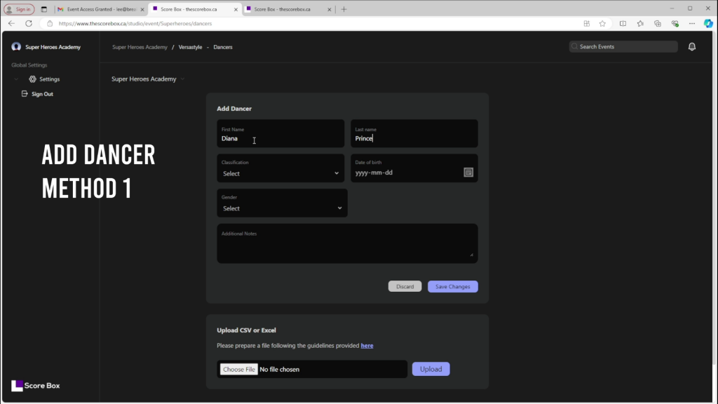 Score Box - Versastyle Dance Competition